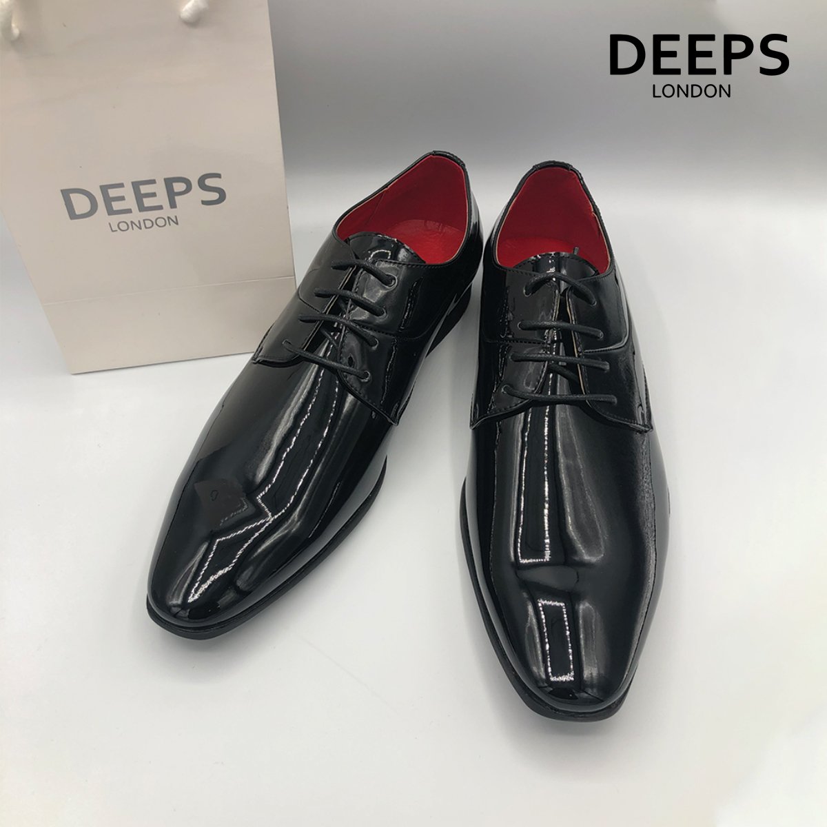 ASTAIRE MENS SMART POINTED TOE SHOES PATENT BLACK