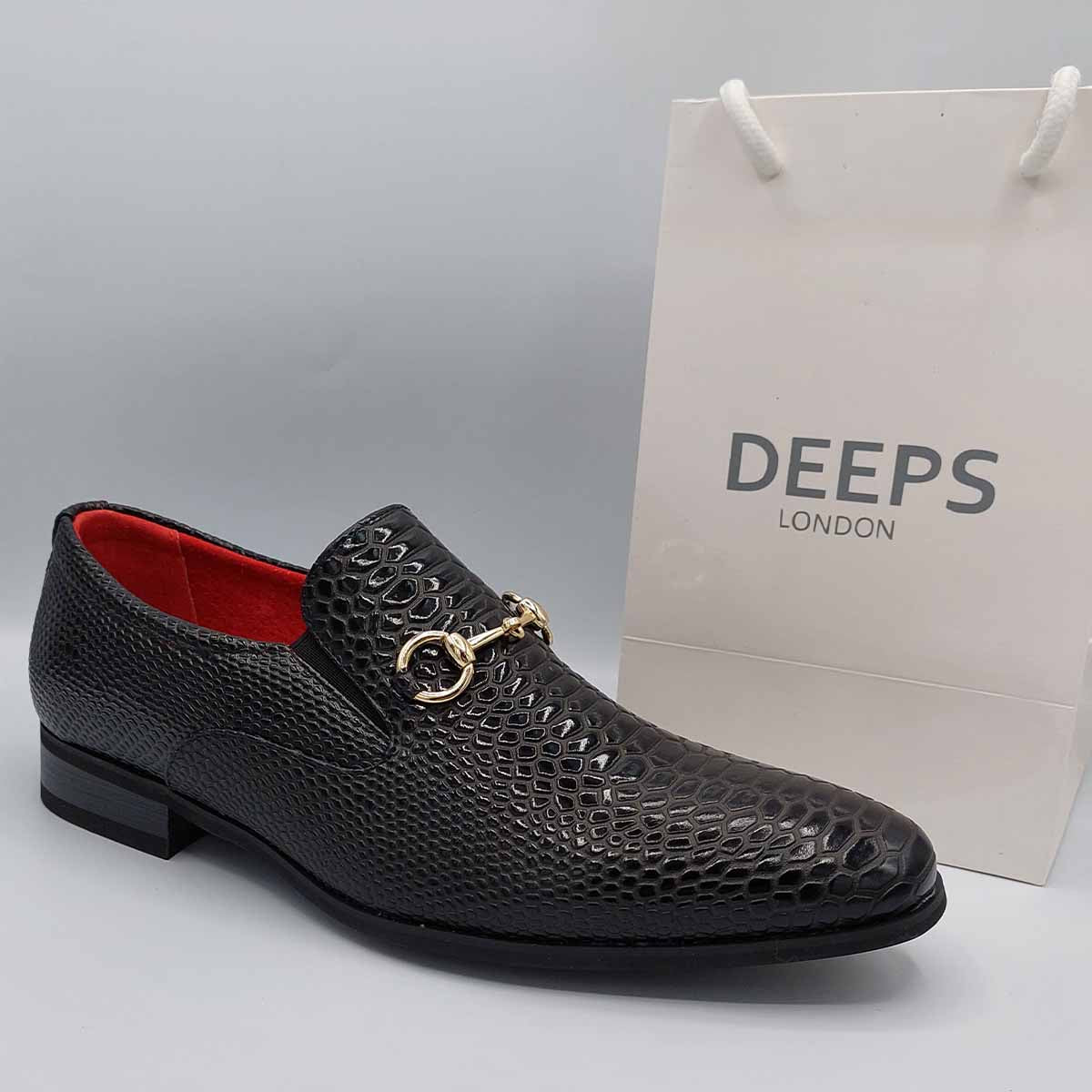 SANSON MENS CROC PATENT SHINY SLIP ON MOCCASIN LOAFERS WITH GOLD BUCKL